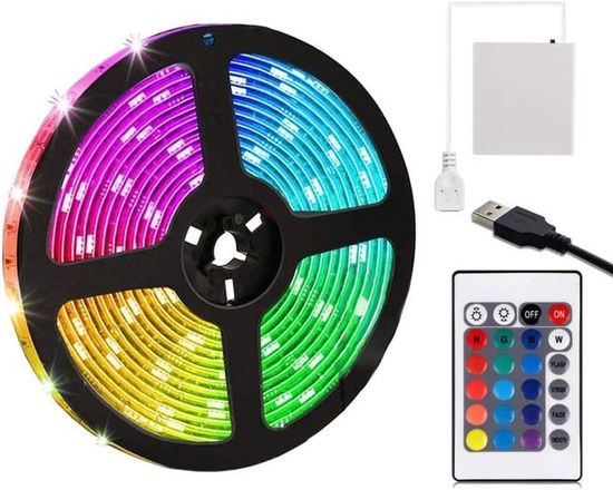 USB Powered LED Strip Light RGB Battery Box Controller Multi Color ...