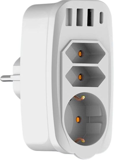 Adaptateur Multiprise, Prise Murale 4000 W (250 V – 16 A) Avec 3 Prises ...