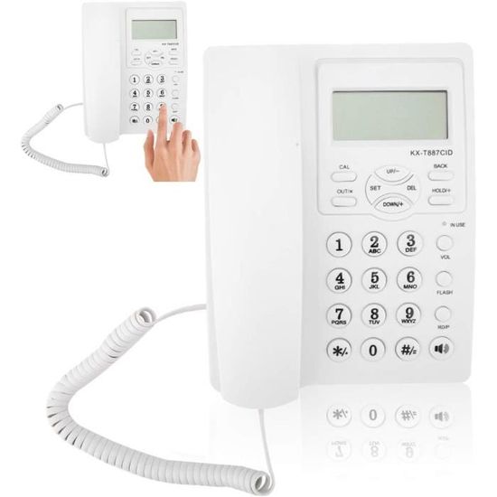 Téléphone Filaire Écran Lcd, Téléphone Filaire Mains Libres, Téléphone Fixe Avec Haut-Parleur, 3 ...
