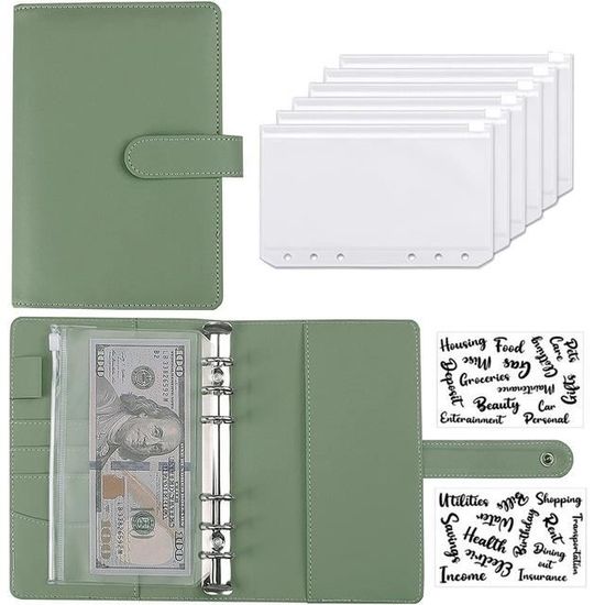 CARNET DE NOTES,Green and Sticker--Classeur en cuir PU 2022, format A6 ...