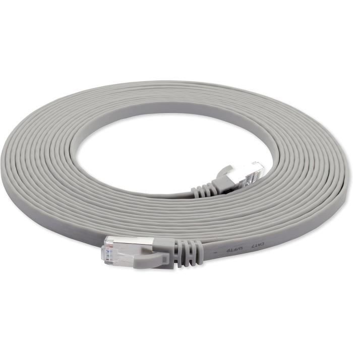 10m - gris - 1 pièce Câble réseau Ethernet Gigabit Lan CAT.7 (10Gbit-s ...