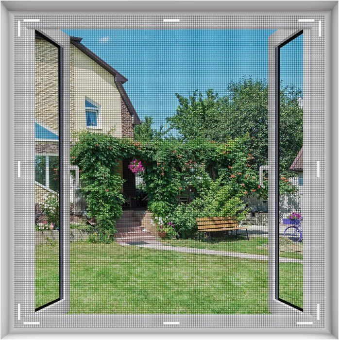 Gris-fixation MagnétiqueMoustiquaire Fenêtre 150cm*150cm, avec Fixation ...