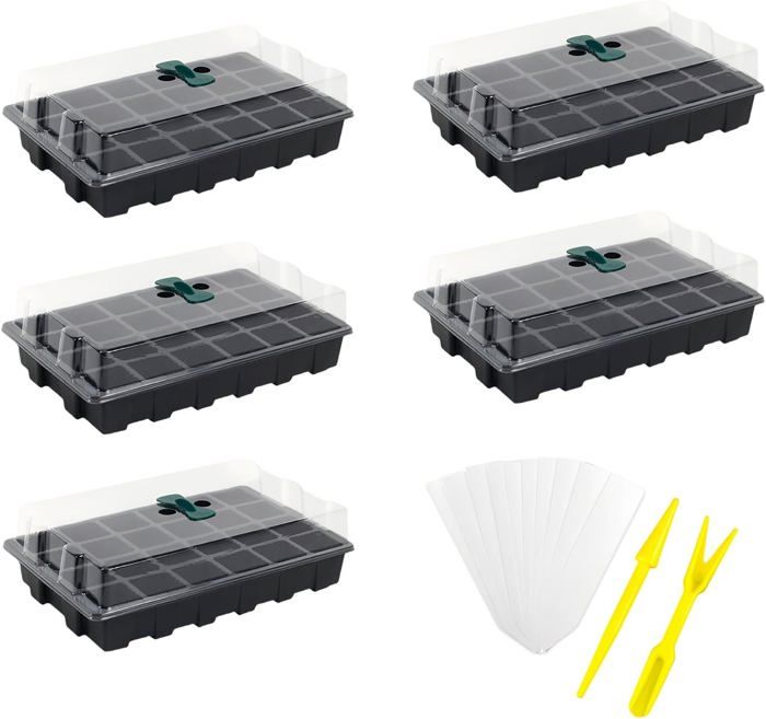 Bac à Semis 24 Trous Mini Serre pour Semis avec Dôme d'Humidité ...