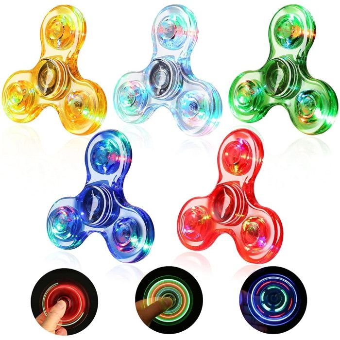 Lot de 5 Fidget Spinner LED, Jouet anti-stress rotatif avec 3 modes ...