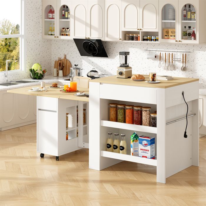 Table Haute Bar Extensible avec Espace de Rangement pour 2-6 Personnes ...