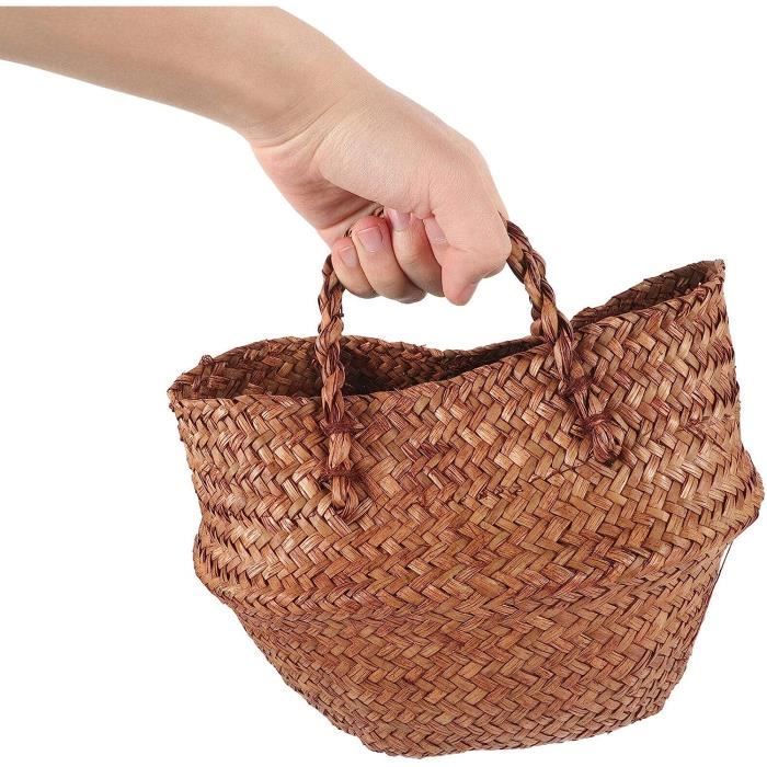Panier De Rangement En Jonc De Mer Avec Poignées Panier Rond En Rotin ...