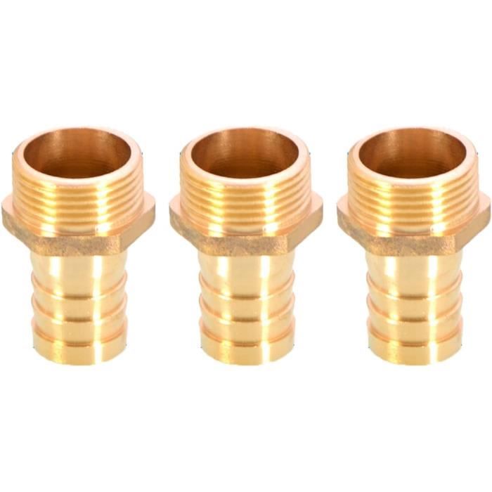Lot De 3 Raccords De Tuyau Cannelés En Laiton De 19 Mm À 1,9 Cm Mâle Bsp Fileté Adaptateur De ...