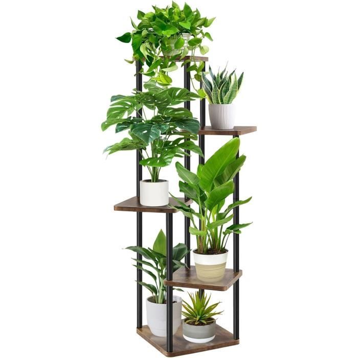 Porte Plante Interieur 5 Niveaux Support Plantes en Bois Étagère Plante ...