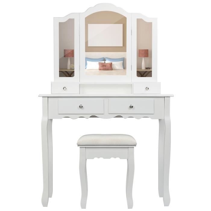 LOLOLOO Superbe Grande Coiffeuse Table de Maquillage Style Champêtre ...