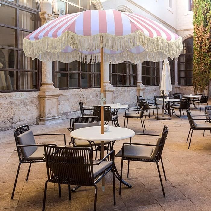 2m Parasol À Rayures Roses Et Blanc Parapluie De Jardin Vintage Parasol ...