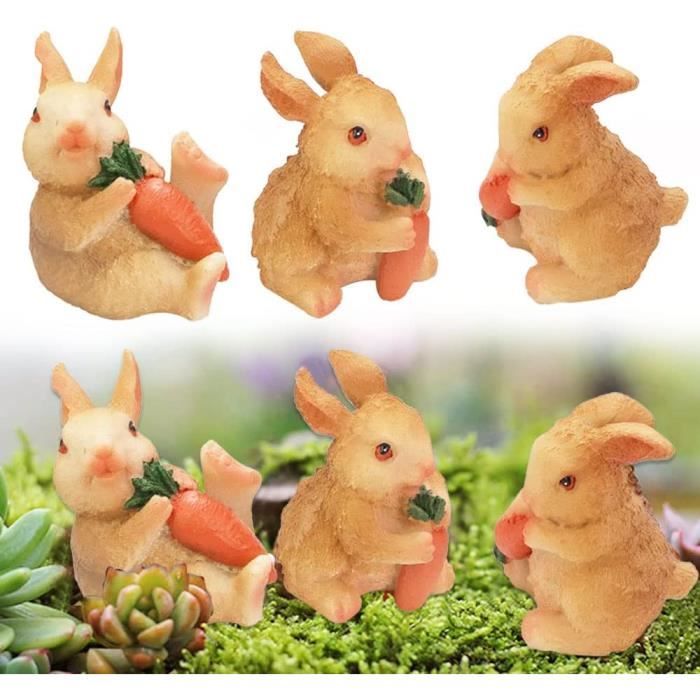 3 PCS Ornement de Lapin en Résine Miniature Statue de Lapin Décoration ...