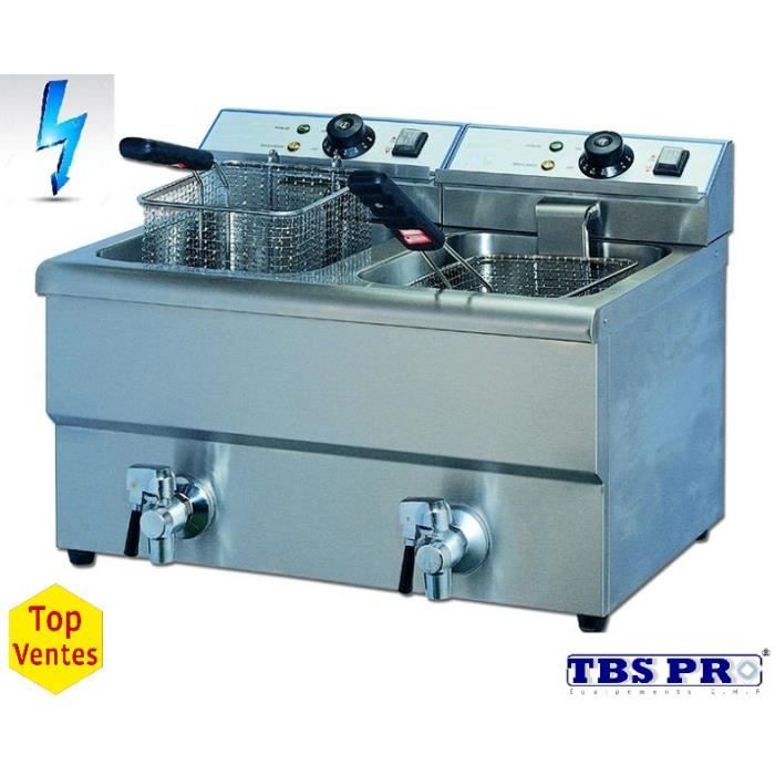 Friteuse électrique 2 x 10 Litres pro + vidanges - Cdiscount Electroménager