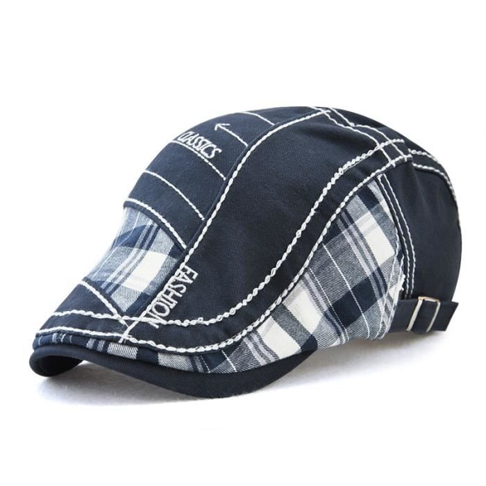 Bleu - béret à visière 100% coton pour homme et femme, Casquette ...