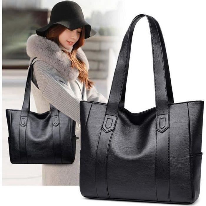 Activit-Sac Cabas Femmes Lycenne avec Anses Longues en Cuir Sac Cours ...