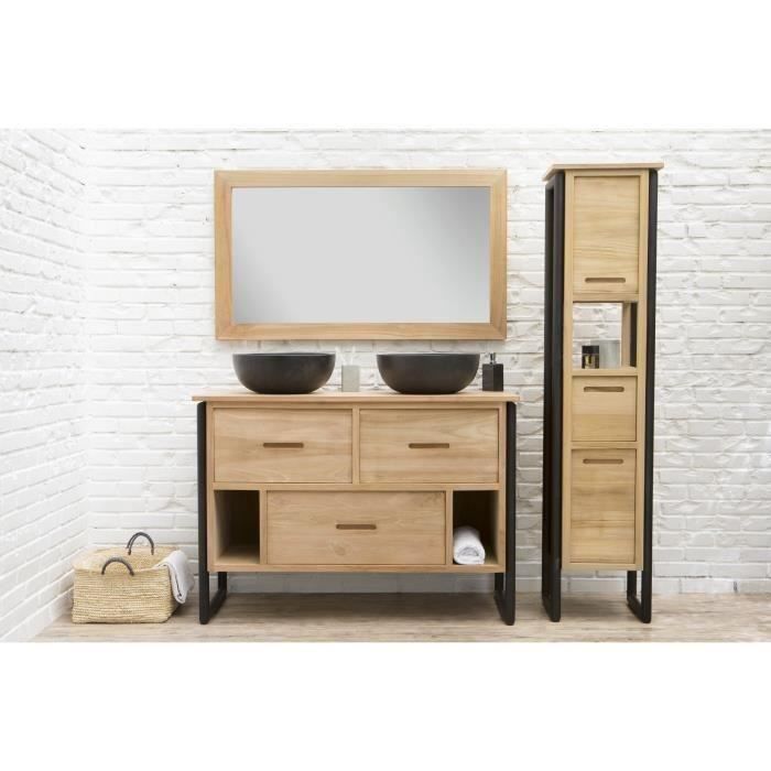 Meuble Vasque Noir Et Bois / Meuble en teck massif COSY 67cm + vasque ... Meuble Vasque Noir Et Bois / Meuble en teck massif COSY 67cm + vasque ...