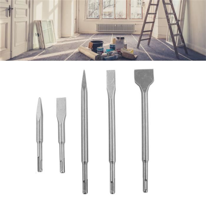 EJ.life Kit de 5Pcs de Burin pour Marteau Électrique: Burin Plat Pointu ...