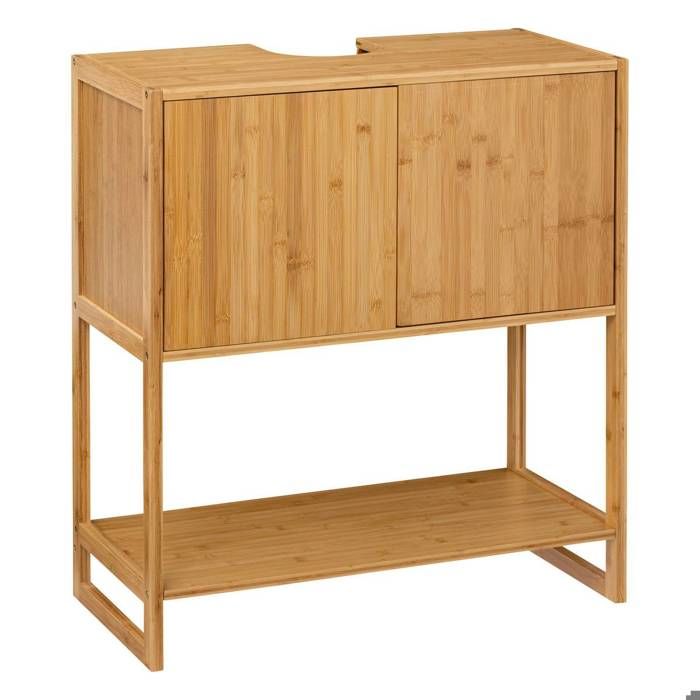 5five - meuble vasque 2 portes "lab'n modul" bambou - Cdiscount Maison
