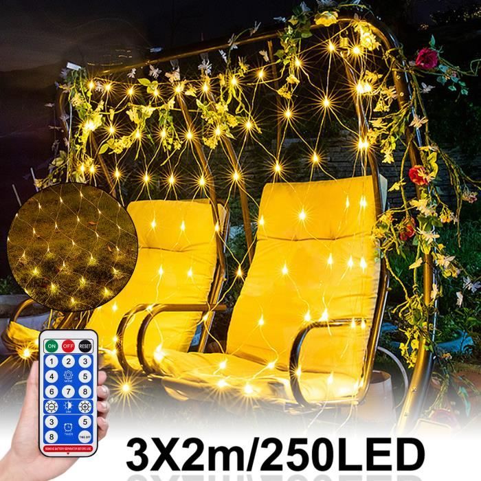 Filet Lumineux Solaire - LILIIN - 3x2M - 250 LED - 8 Modes d'Éclairage ...