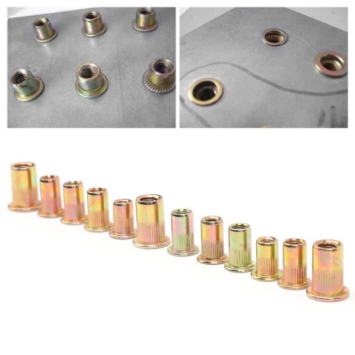Crous à rivets 150pcs Jeu d'crous d'Insert à Rivet en Acier au Carbone Galvanisé 632 832 1024 ...