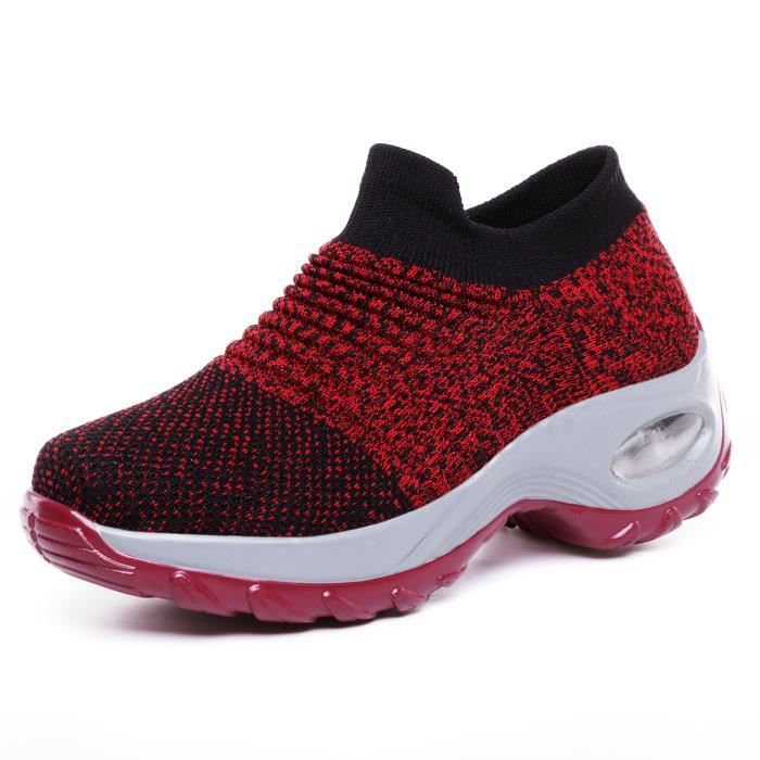 Chaussures Rouge Basket Femme Respirante léger Chaussures Mesh Rouge ...
