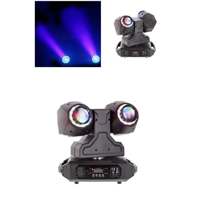 Jeux de Lumière Double Lyres Beam Wash 40W avec anneaux RINGS RGBW 4-en ...