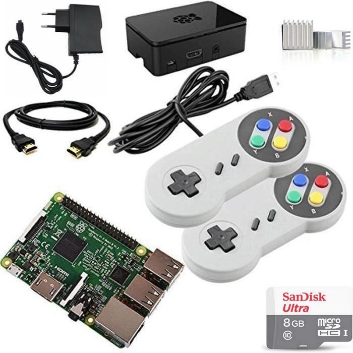 Raspberry Pi 3 8GB Retro Gaming Bundle with 2 SNES Style Controllers ...