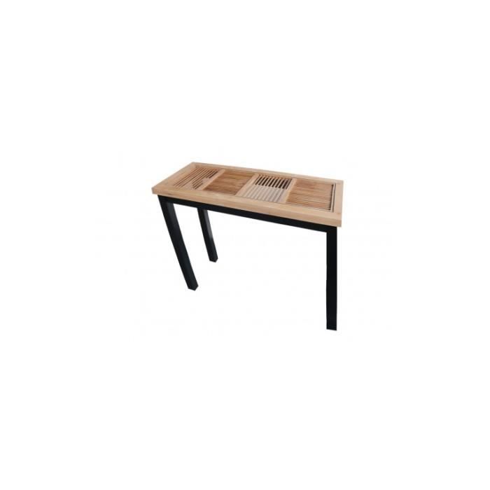 Console - SOCADIS - 90 cm - Bois et métal noir - Verre trempé - Design ...