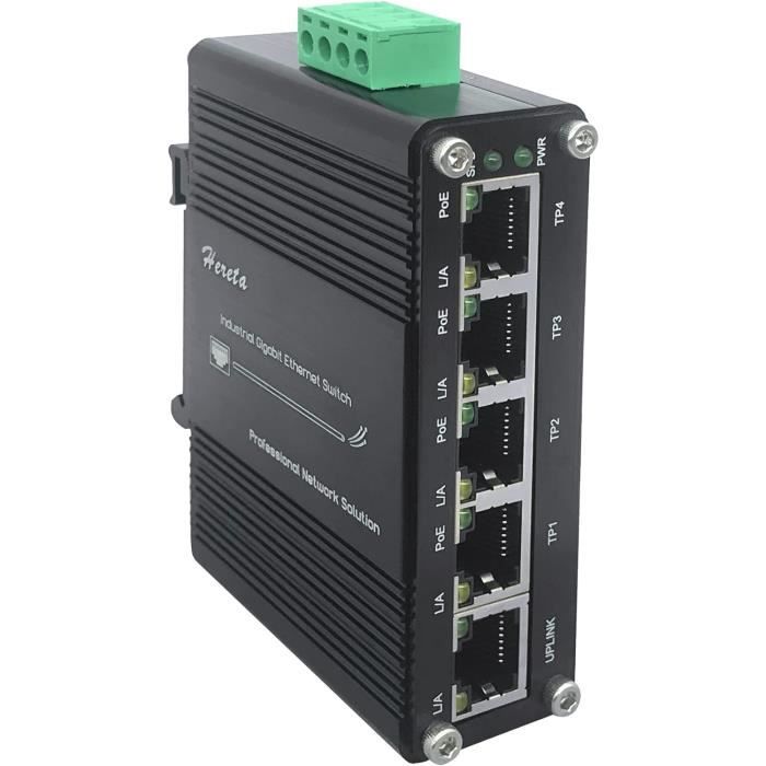 Commutateur Ethernet Gigabit PoE 5 ports Mini 10-100-1000 Mbps Base-TX avec alimentation PoE244 ...