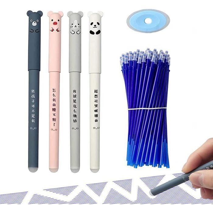 Stylo à Bille Effaçable, Stylo Animaux Effaçable, Kawaii Stylos à Encre ...