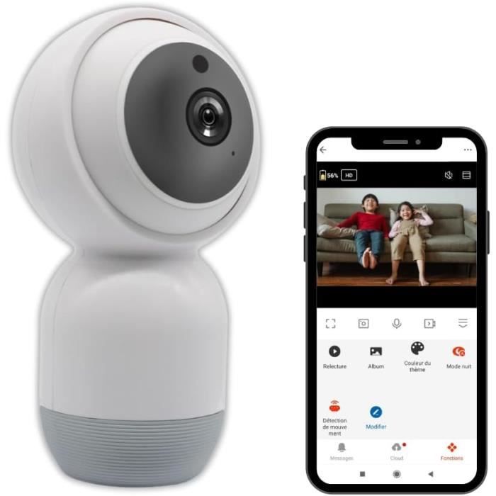 Caméra intérieure Camini+, WiFi, Full HD, Motorisée 355°, Alerte ...