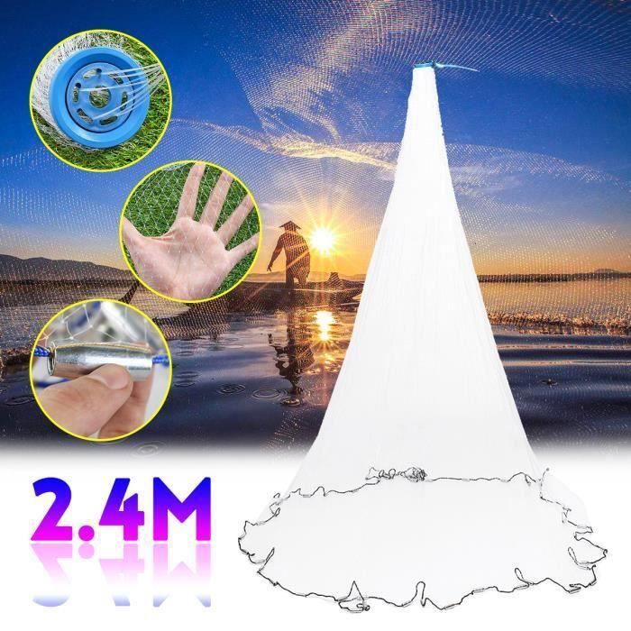 2.4M Filet de Pêche Piège Maille Net Epervier Appât Jeter Capturer ...