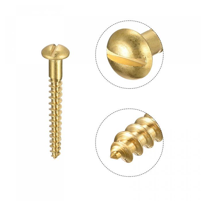 Bois Vis M3.5 x 30mm Fendu Rond Tête Laiton Autotaraudant Vis 20 Pcs ...