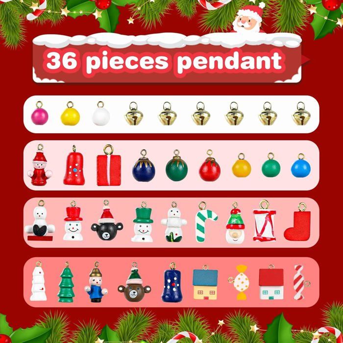 Calendrier sapin bois 2024 avec 36 ornements, compte à rebours 24 jours ...