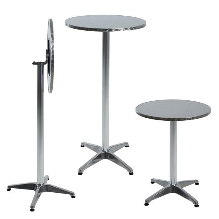 Table haute de bar bistrot avec Plateau rabattable Ø 57 cm en aluminium ...
