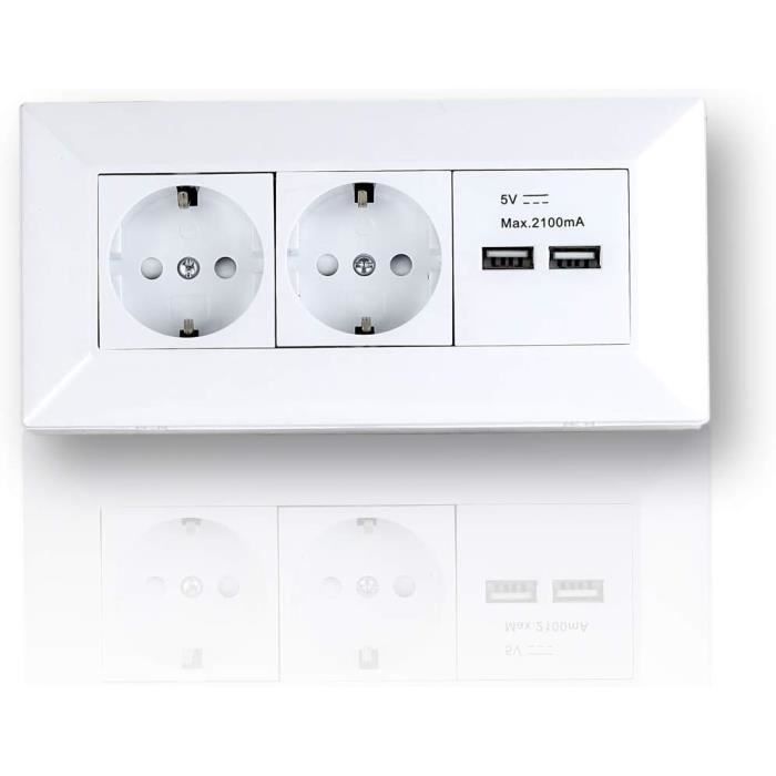 Multiprise D'Angle Montage En Saillie 2 X Schuko, 2 X Usb Pour Cuisine ...