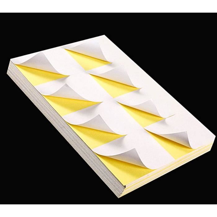 50 Feuilles A4 Papier Autocollant Imprimante Étiquettes Autocollant ...