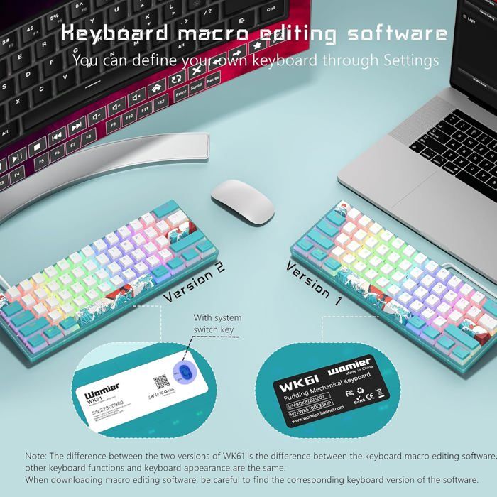 YSFMODE-Wk61 Clavier Mécanique De Jeu 60%,Clavier Rgb Led Échangeable À ...