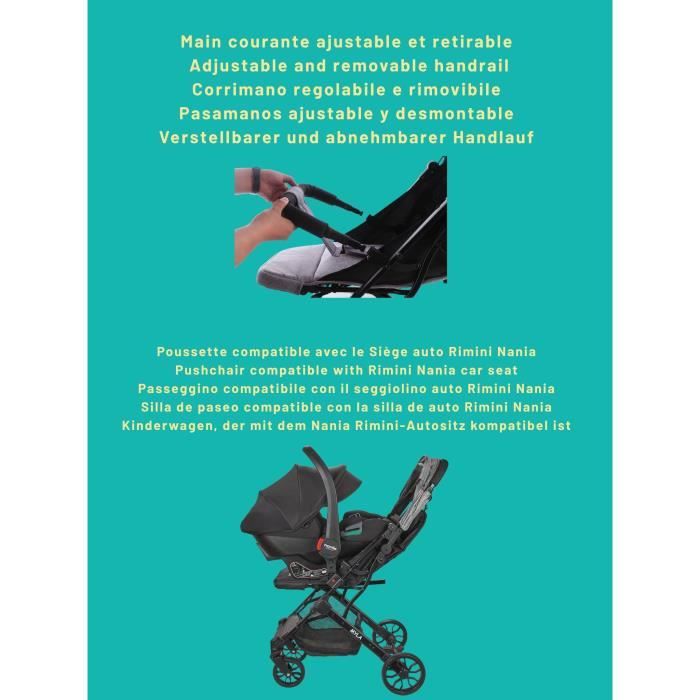 NANIA - Poussette compacte - MYLA - 4 roues - Noir - Cdiscount ...
