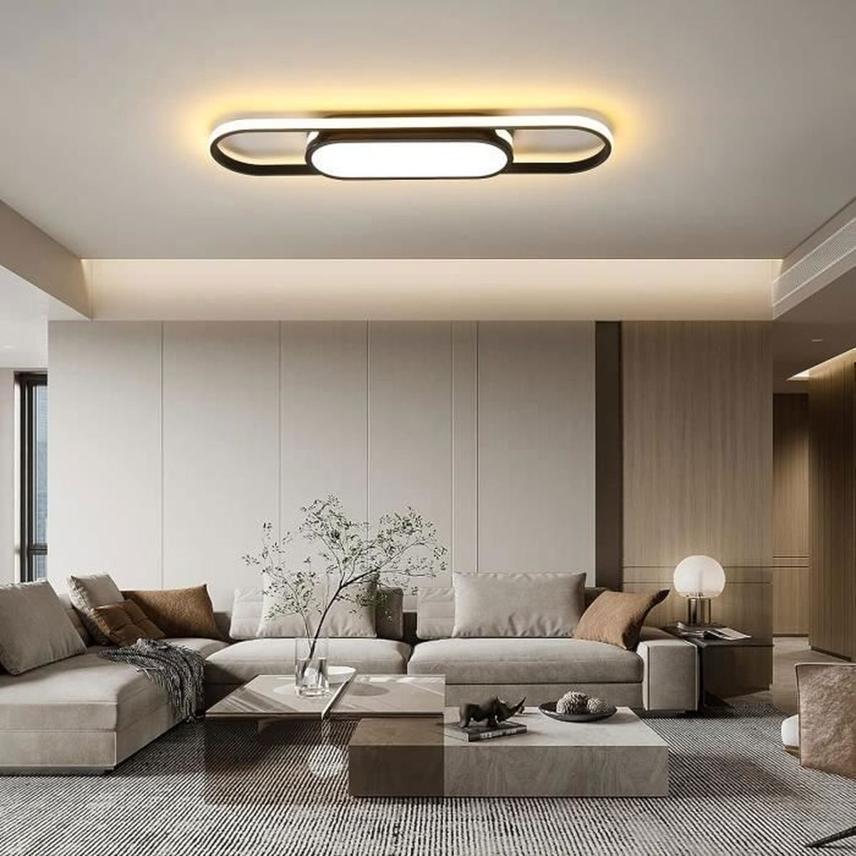 Ganeed Plafonnier LED moderne,plafonnier cuisine,Noir,Dimmable avec ...