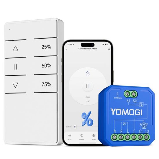 YOMOGI Smart Roller Shutter Module with RF Remote Control, WiFi Module ...