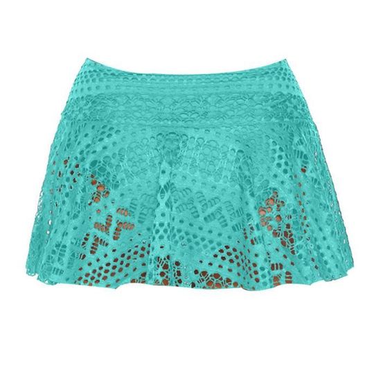 Maillot de bain bas bikini en dentelle au crochet pour femmes, jupe courte jupe-culotte Vert ...