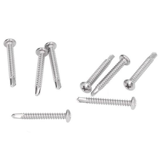 Zerone vis cruciforme Lot de 100 vis autoperceuses en acier inoxydable à tête ronde M4,8 x 38 ...