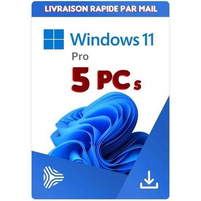WINDOWS 11 PRO 5 PC - En Téléchargement - Envoi Rapide par MAIL ...
