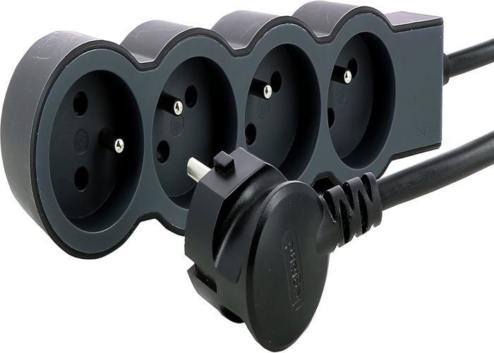 Multiprise Extra-Plate-4 Prises De Courant Avec Terre-Avec Cordon 3 M ...