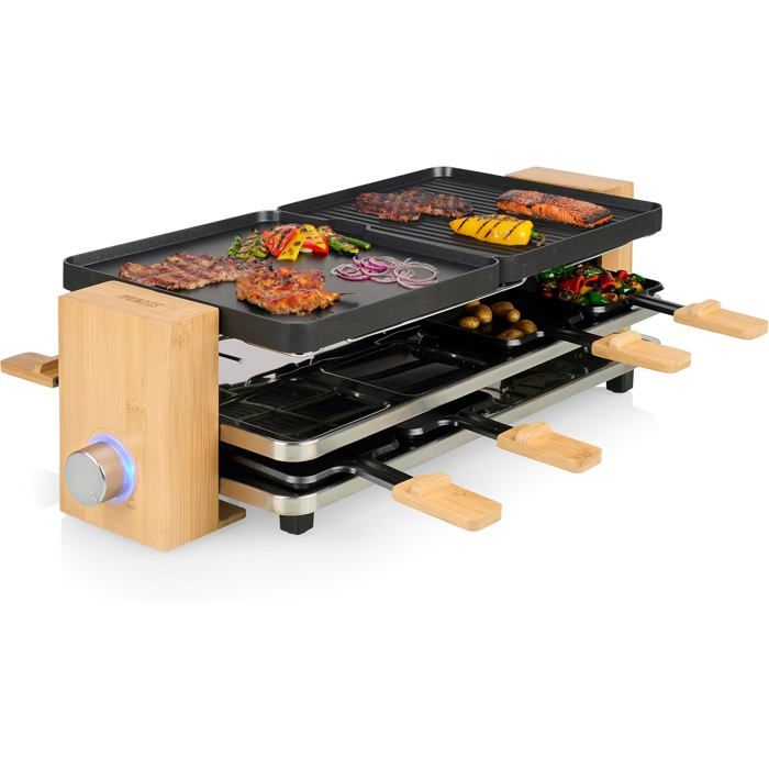 Raclette Princess Pure 8 1300 W Noir & Bambou - Cdiscount Electroménager