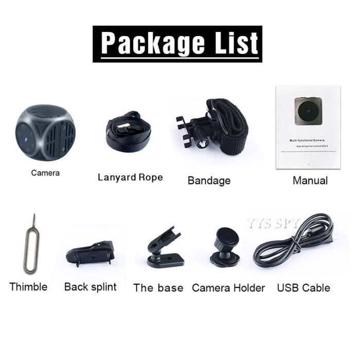 Caméra noire avec carte TF 32G-Ultra Mini caméra Linge magnétique ...