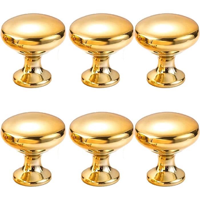 6 Pièces Or Boutons De Porte Rond,Poignée De Meuble Ronde En Or ...