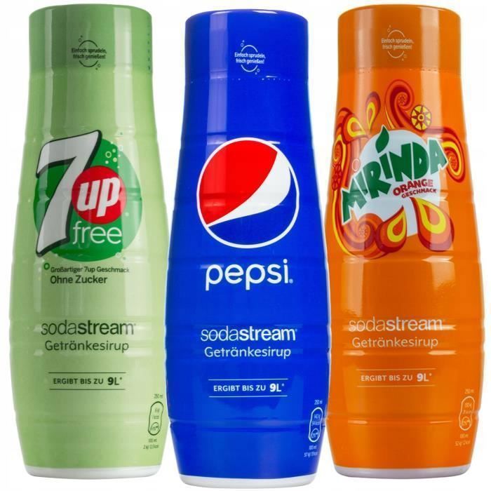 Sirop SodaStream - Pepsi Mirinda 7UP Zero - Lot de 3 - Concentré ...