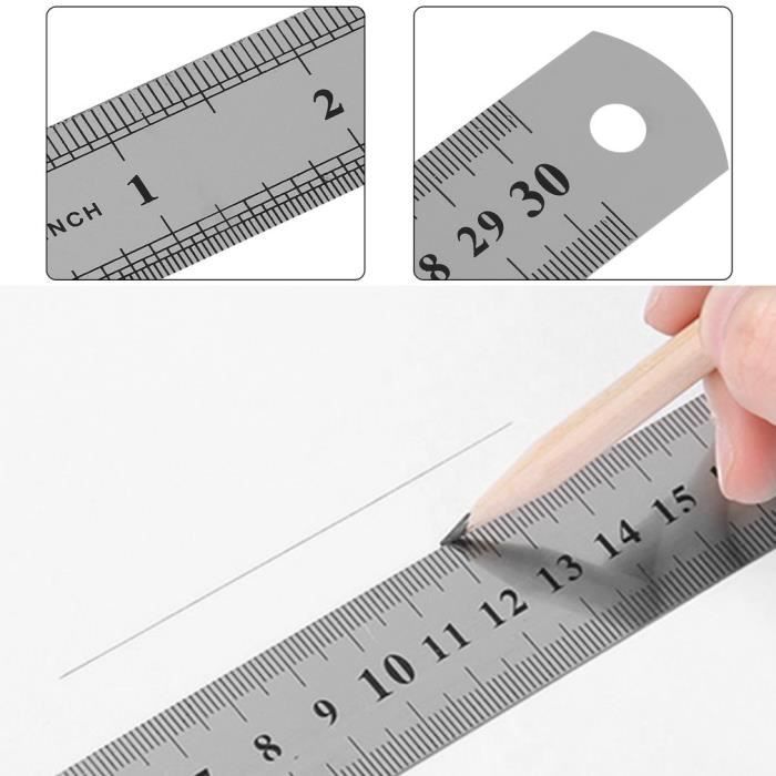 Regle - equerre,Règle droite en métal en acier inoxydable,30CM,mesure ...