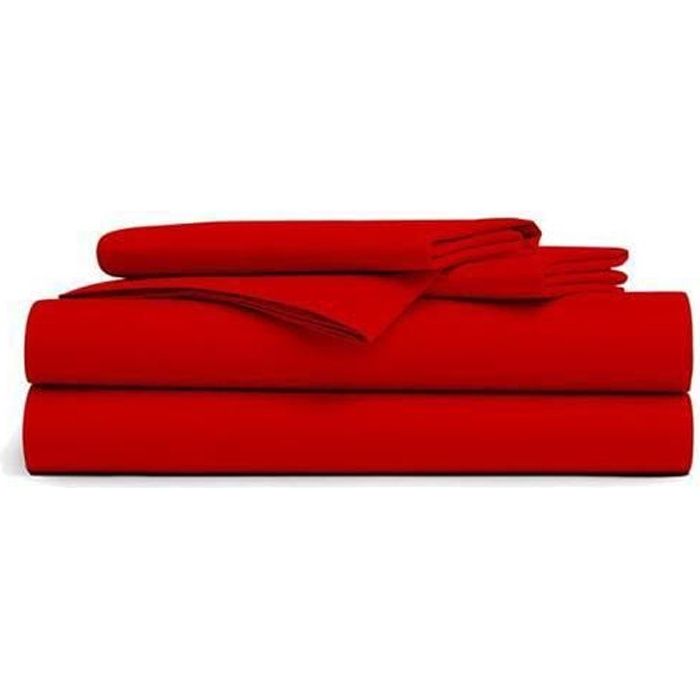 Drap Plat - DUBLANC - 240x300cm - Rouge - 100% Coton - Grand Bonnet ...